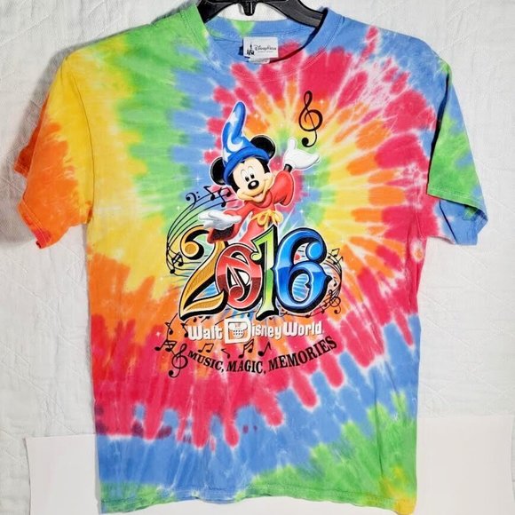 Disney | Shirts | Walt Disney World Parks Mickey Music Magic Memories 26 Tie Dye T Shirt Size M ...
